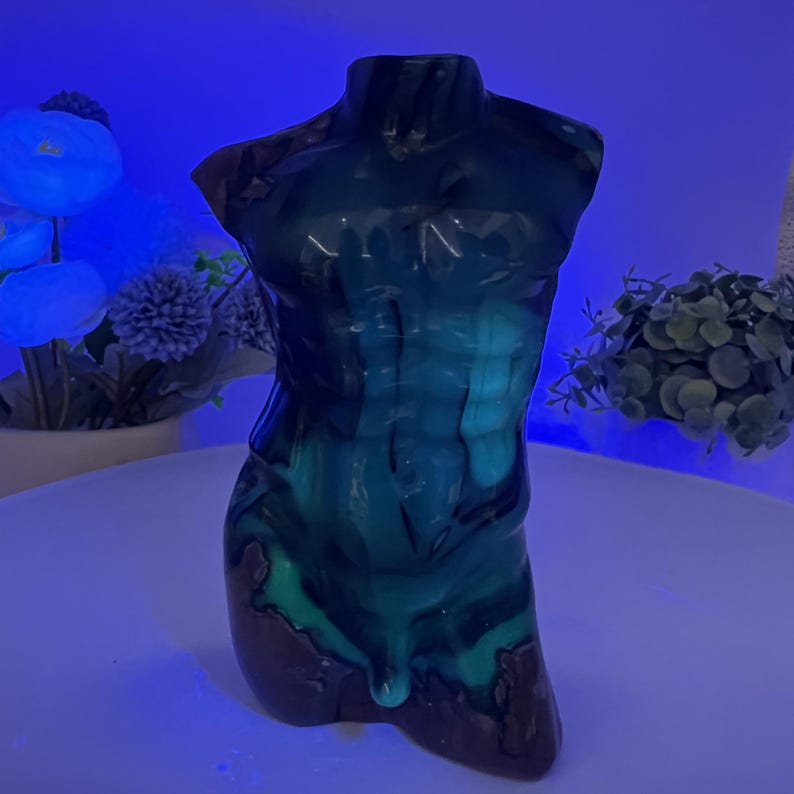 Volcanic Agate Male Torso Sculpture: UV Reactive Crystal Art - Etsy