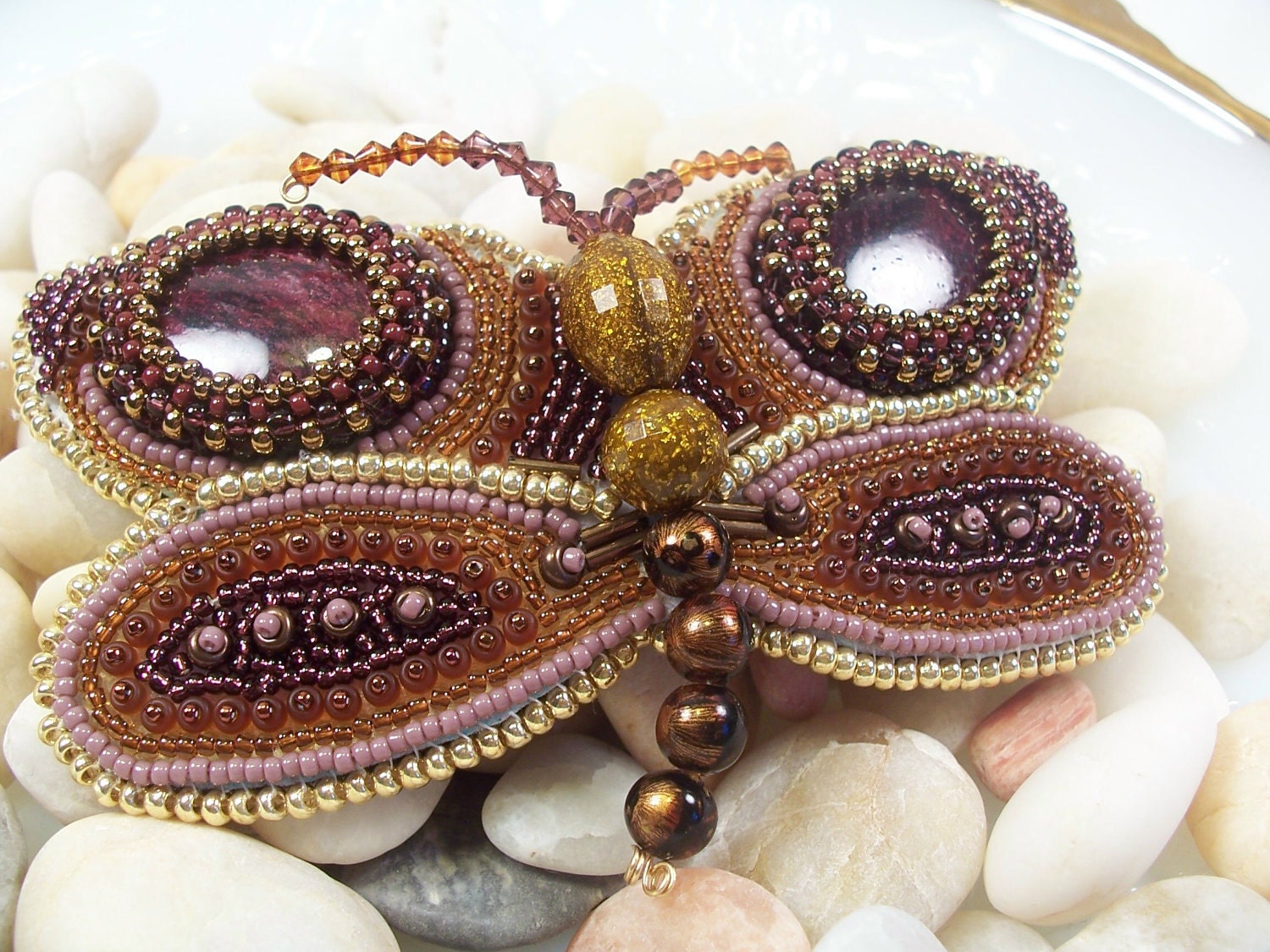 Dragonfly Necklace or Pin Beaded Embroidery Pattern Beading - Etsy