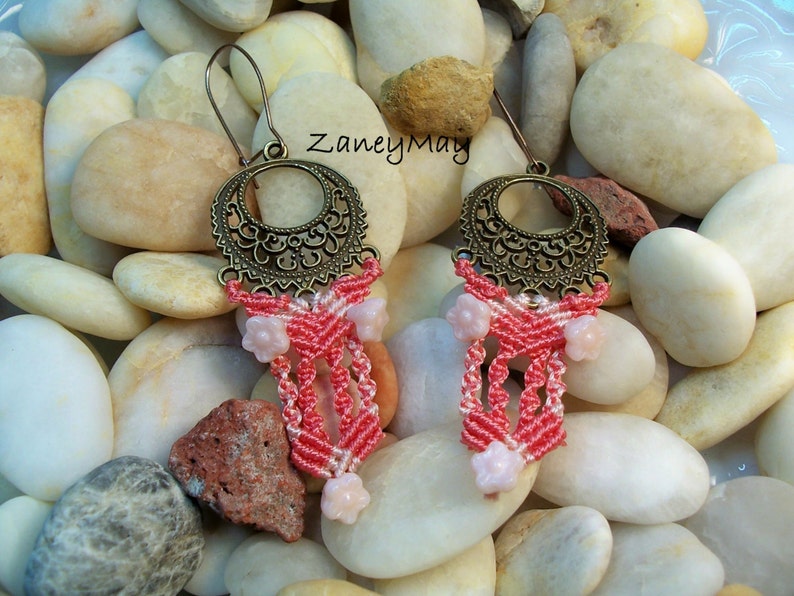 Peach Opal Micro Macrame Earring Pattern in PDF - Etsy