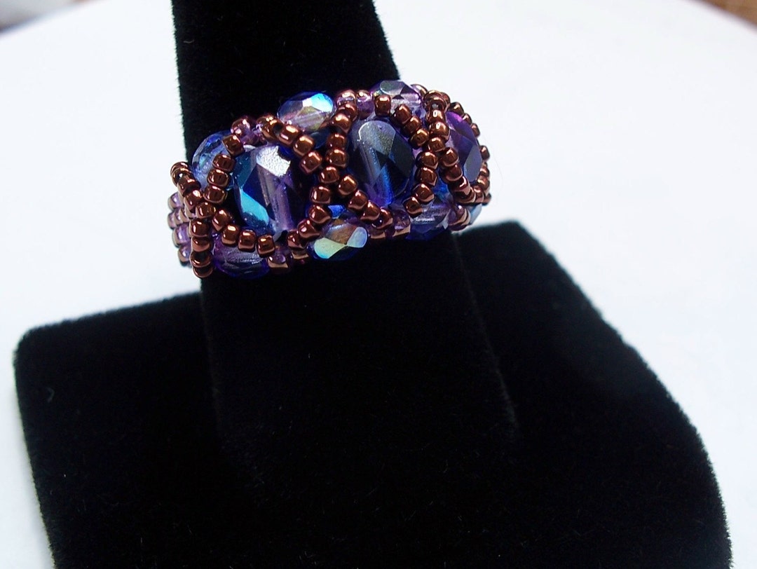 Fire-polish Ring Pattern, Beading Tutorial in PDF - Etsy