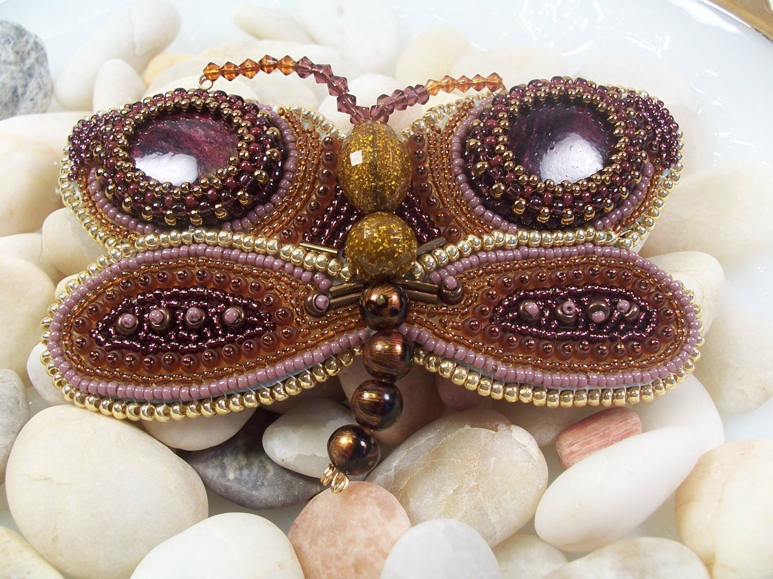 Dragonfly Necklace or Pin Beaded Embroidery Pattern Beading - Etsy