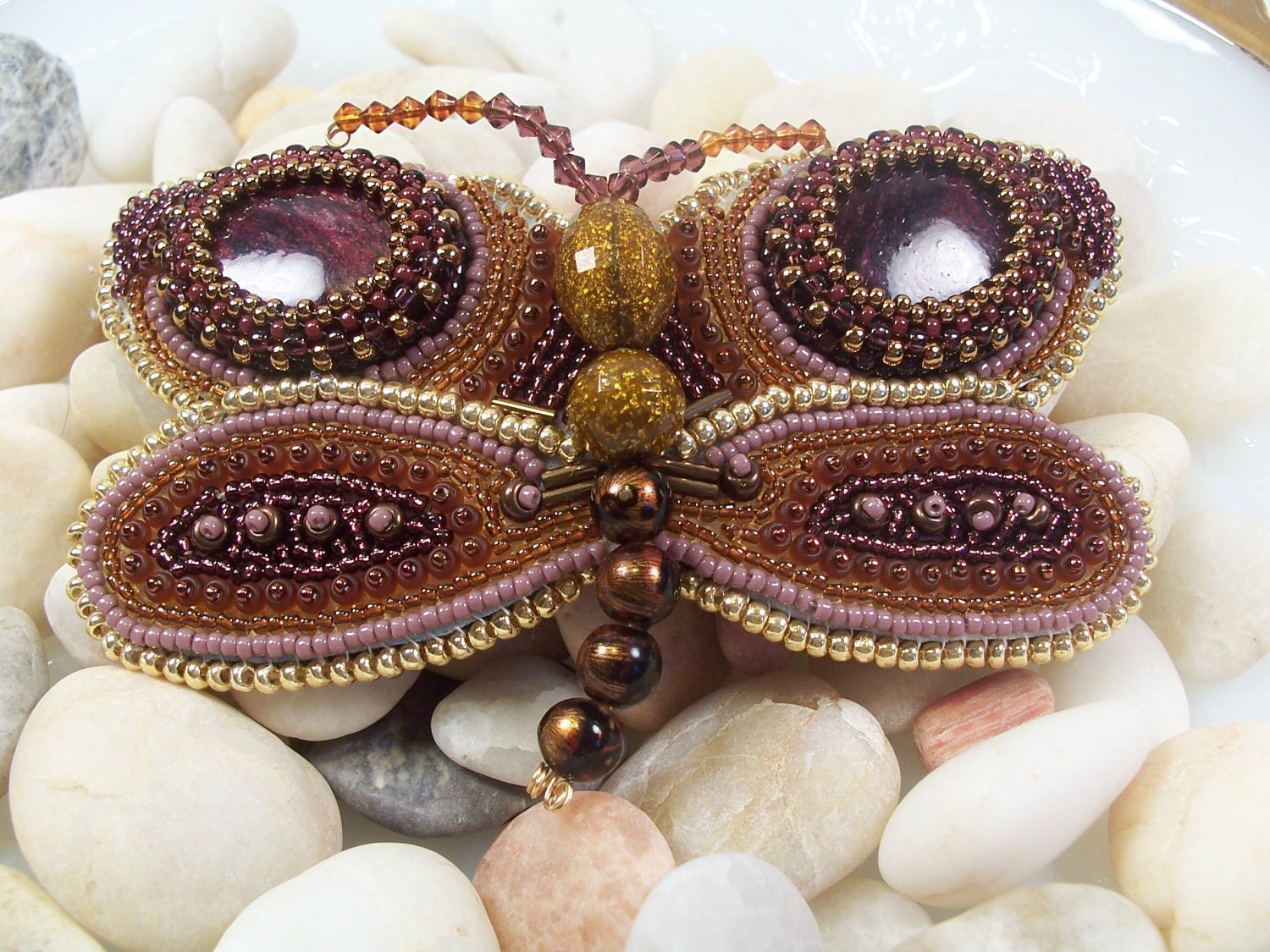 Dragonfly Necklace or Pin Beaded Embroidery Pattern Beading - Etsy