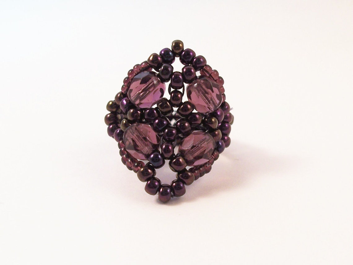 Fire Polished Cluster Ring, Beading Tutorial in PDF - Etsy