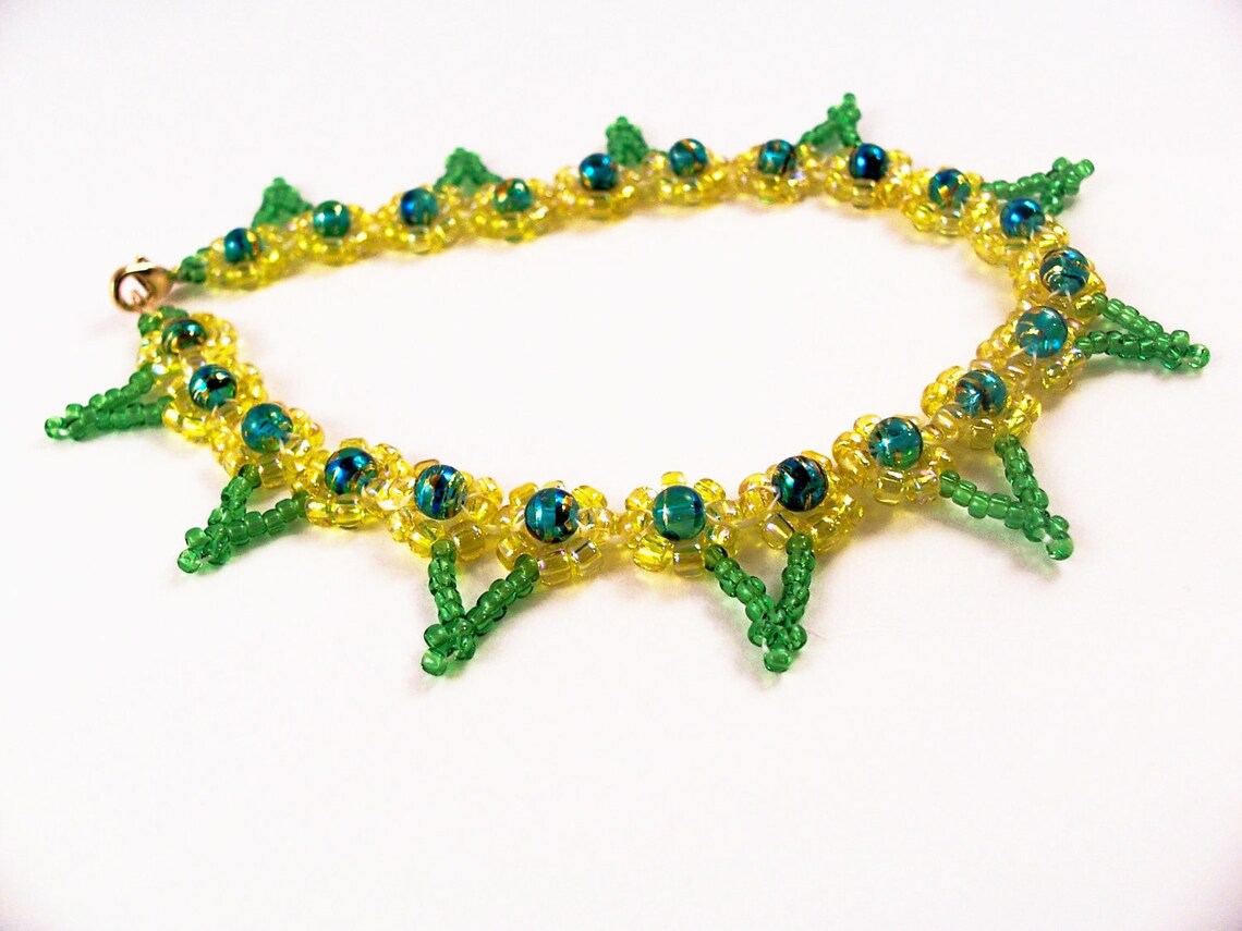Daisy Beaded Anklet Pattern Beading Tutorial in PDF - Etsy
