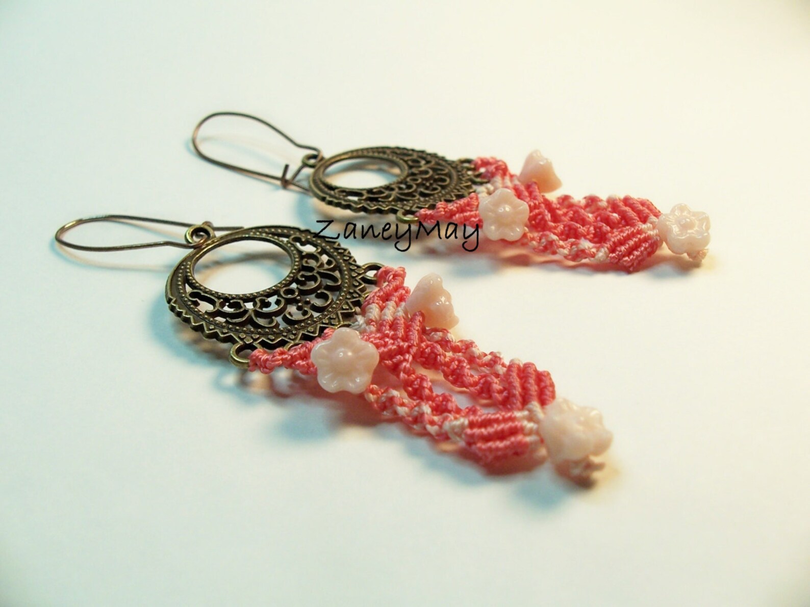 Peach Opal Micro Macrame Earring Pattern in PDF - Etsy