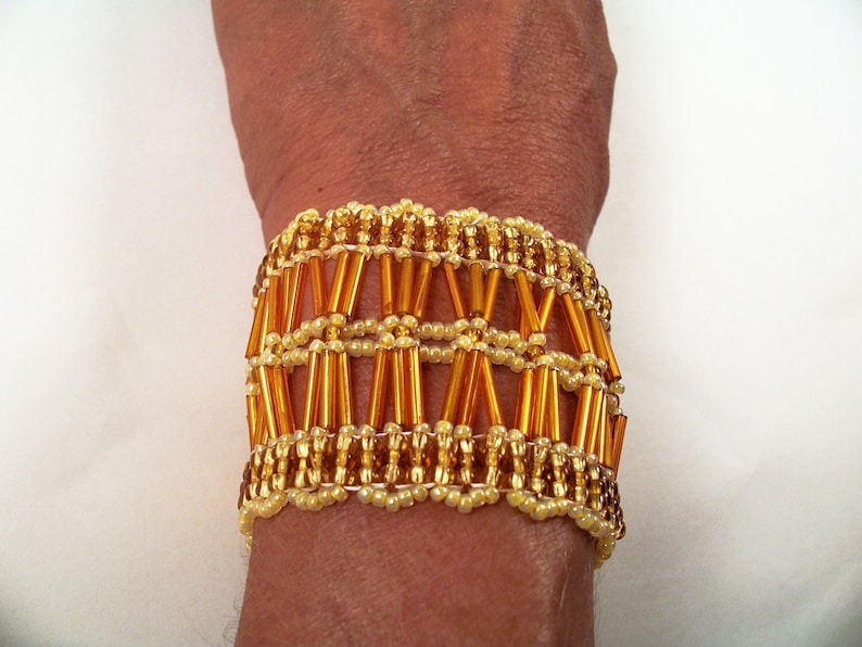 Cluster of Bugle Beads Bracelet Pattern, Beading Tutorial in PDF - Etsy