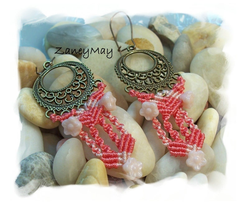 Peach Opal Micro Macrame Earring Pattern in PDF - Etsy