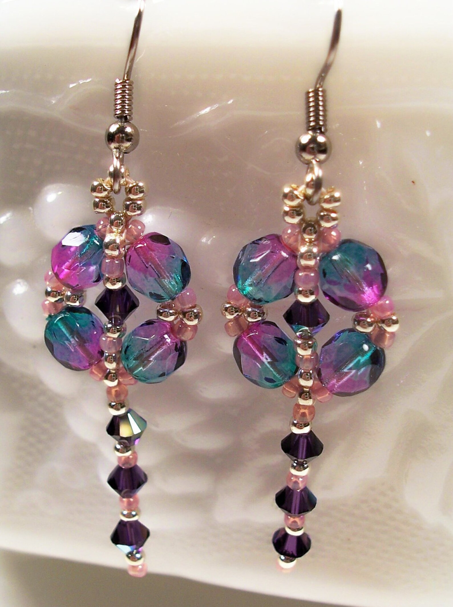 Dangle Diamond Earring Pattern Beading Tutorial in PDF - Etsy