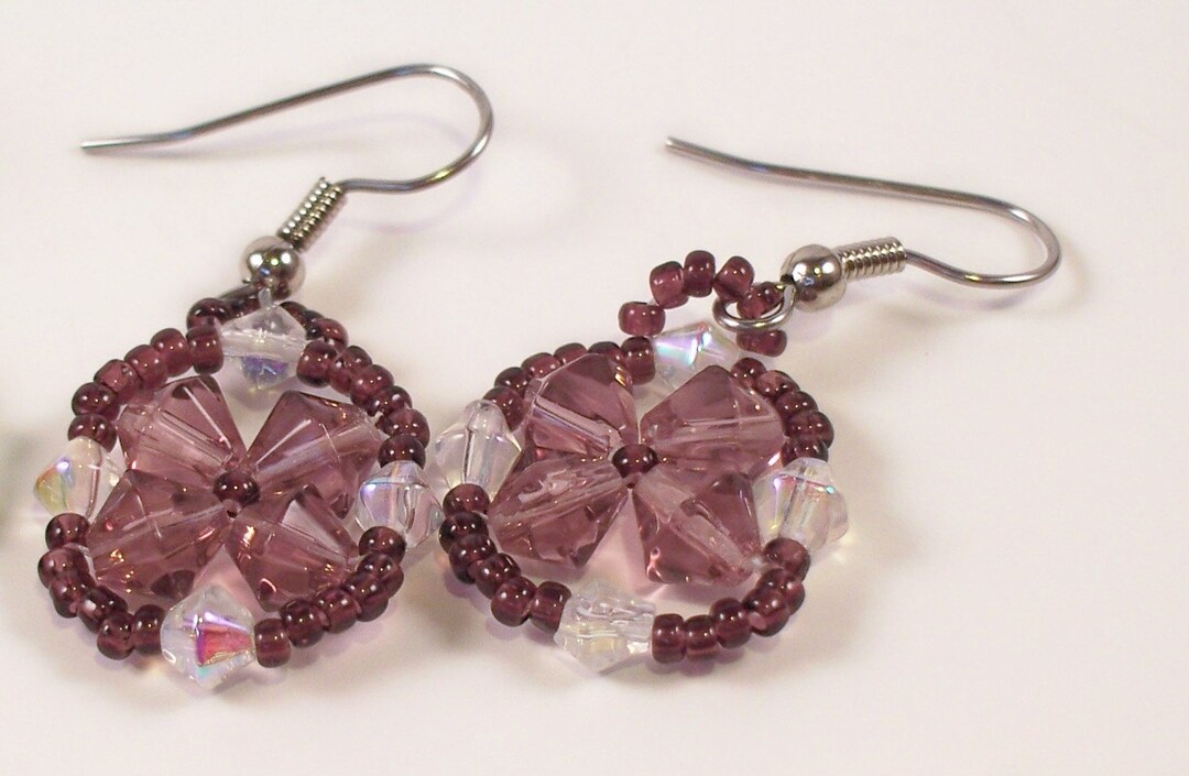 Flower Earring Pattern, Beading Tutorial in PDF - Etsy