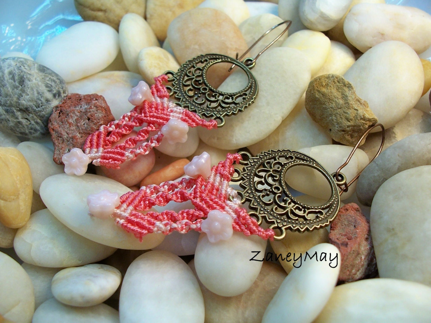 Peach Opal Micro Macrame Earring Pattern in PDF - Etsy