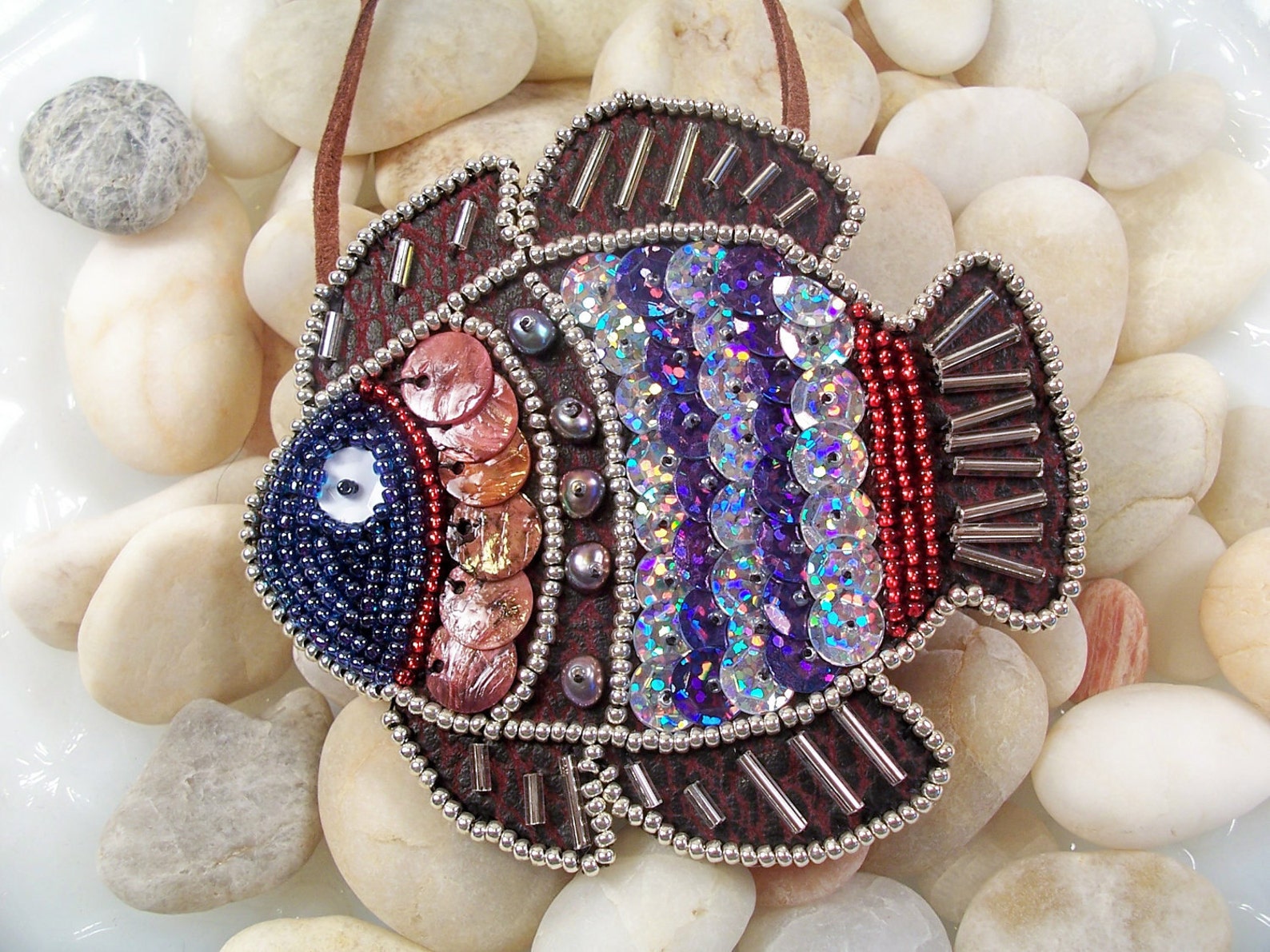 Tropical Fish Necklace or Pin Pattern Beaded Embroidery - Etsy