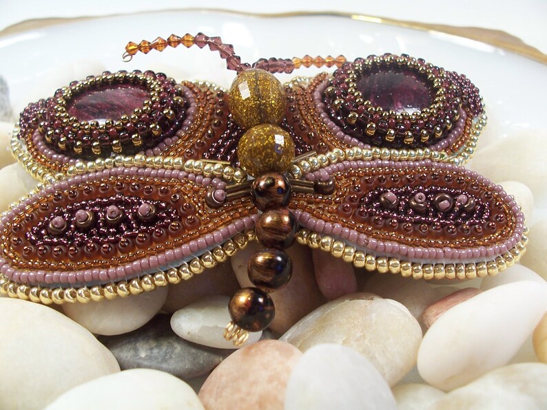 Dragonfly Necklace or Pin Beaded Embroidery Pattern Beading - Etsy