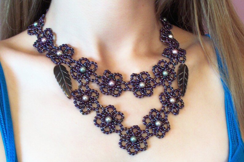 Pearly Petals Necklace, Beading Tutorial in PDF - Etsy