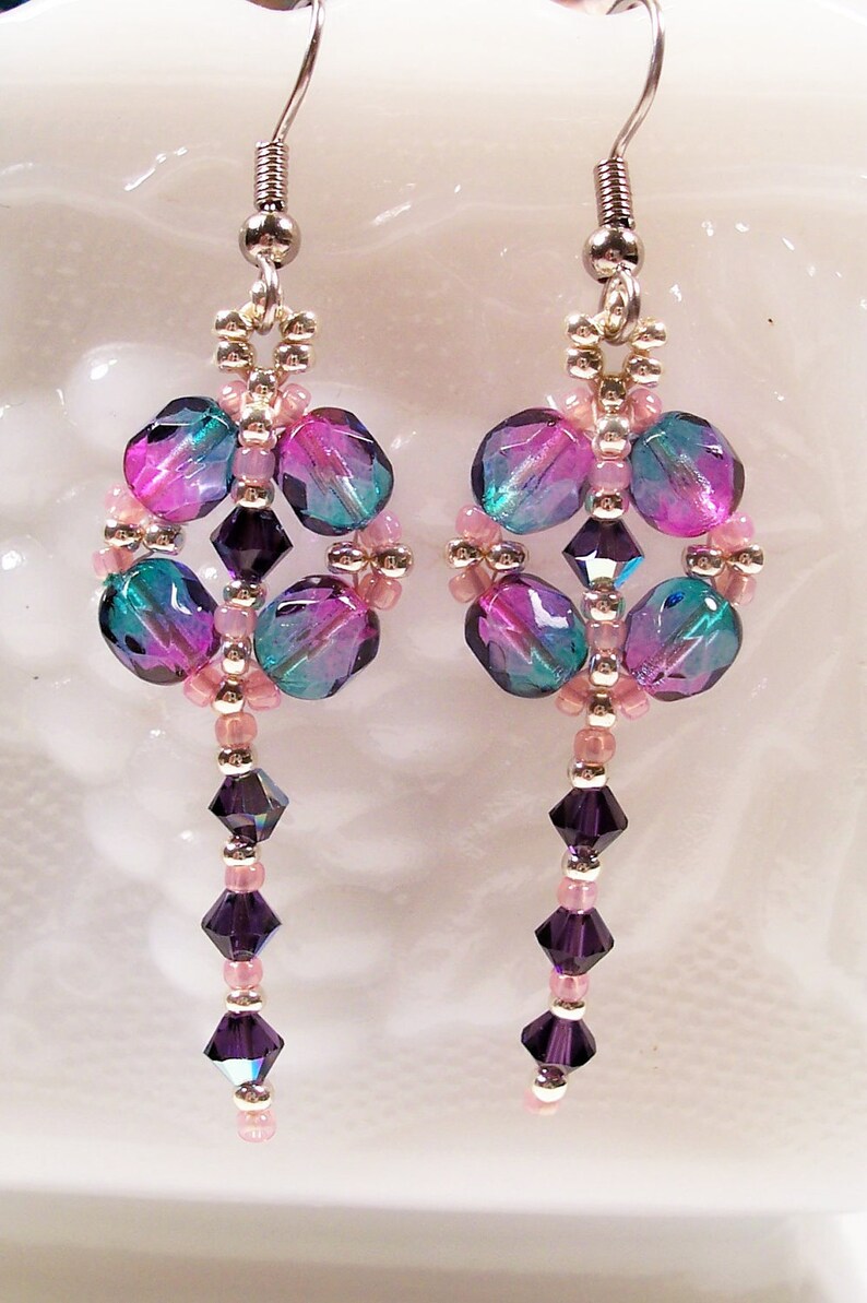 Dangle Diamond Earring Pattern Beading Tutorial in PDF - Etsy