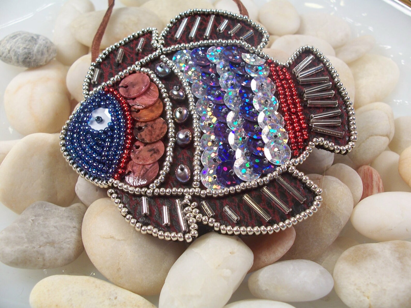 Tropical Fish Necklace or Pin Pattern Beaded Embroidery - Etsy
