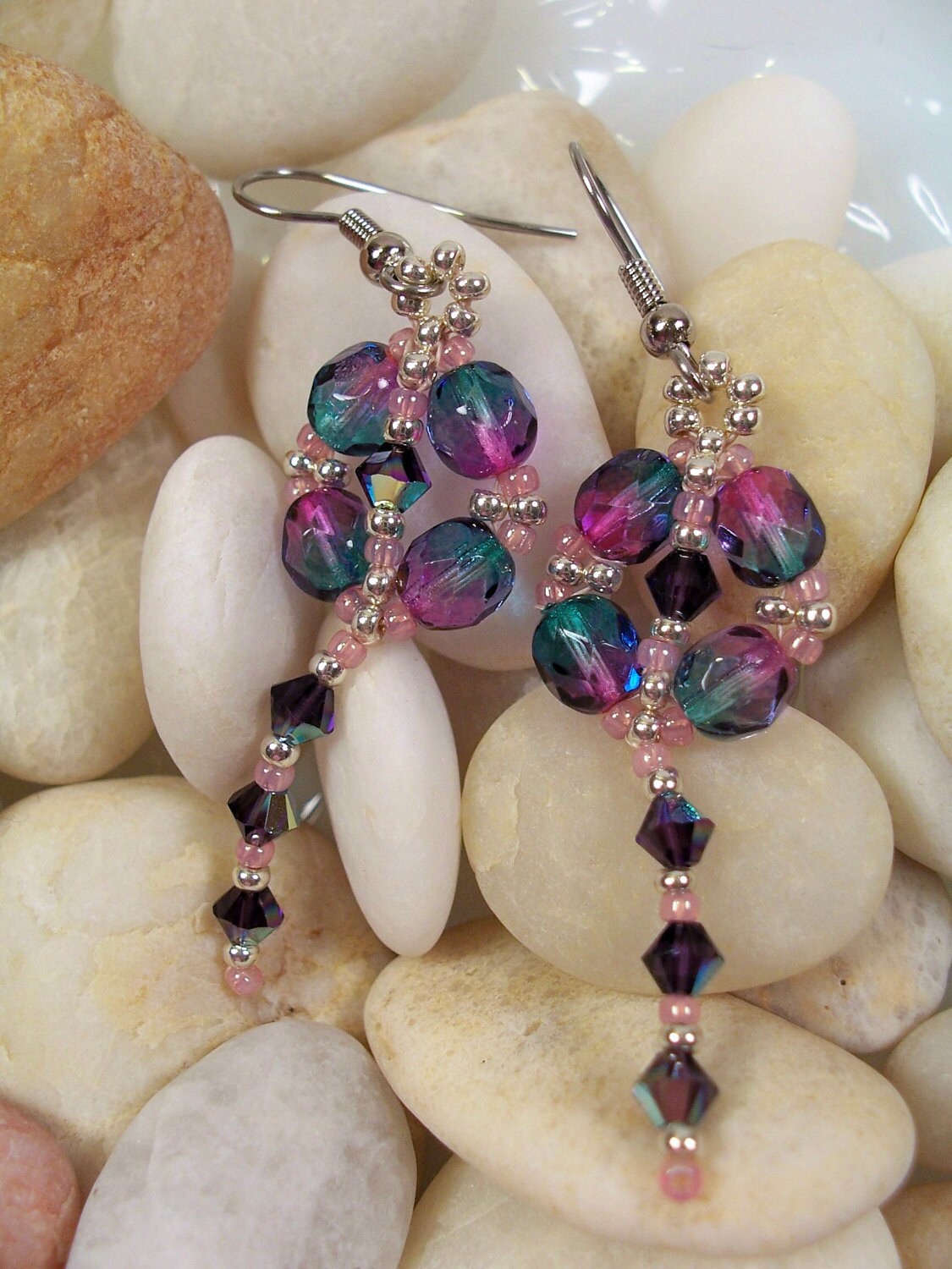 Dangle Diamond Earring Pattern Beading Tutorial in PDF - Etsy