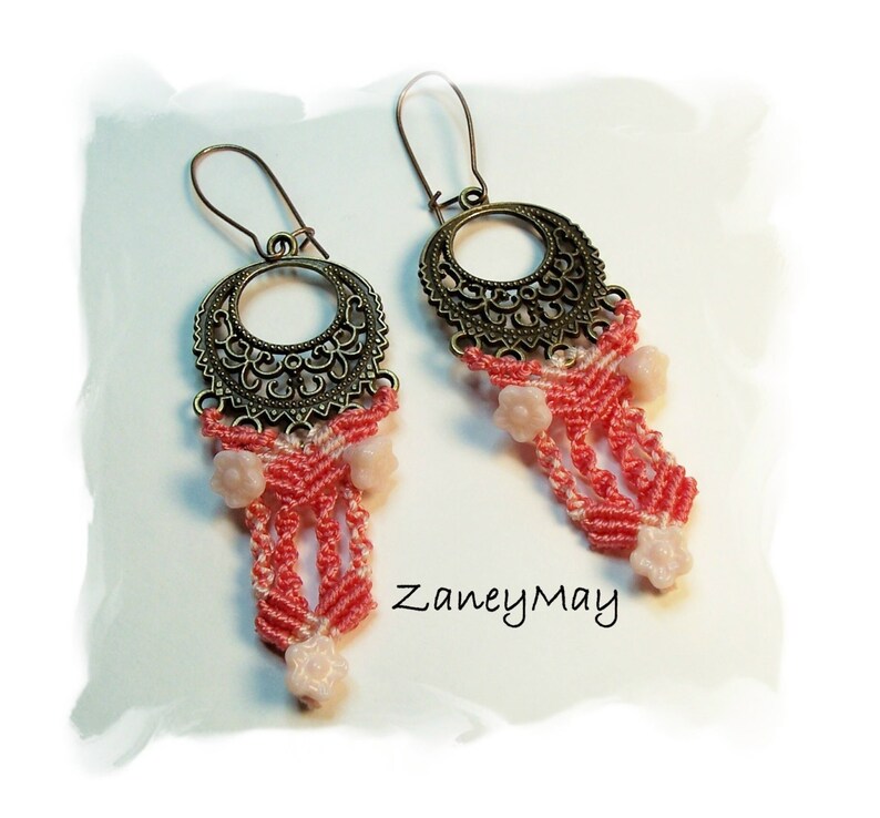 Peach Opal Micro Macrame Earring Pattern in PDF - Etsy