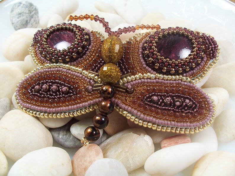 Dragonfly Necklace or Pin Beaded Embroidery Pattern Beading - Etsy