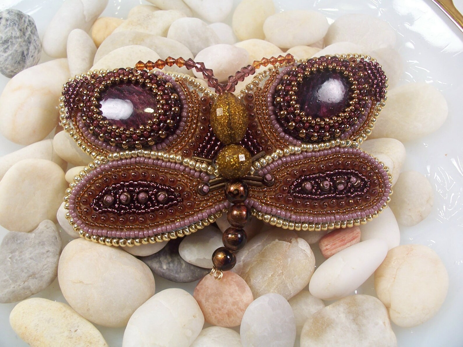 Dragonfly Necklace or Pin Beaded Embroidery Pattern Beading - Etsy