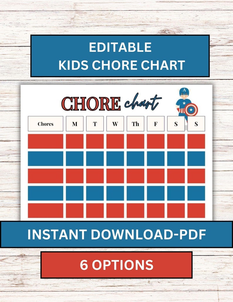 KIDS CHORE CHART- Superhero - Etsy