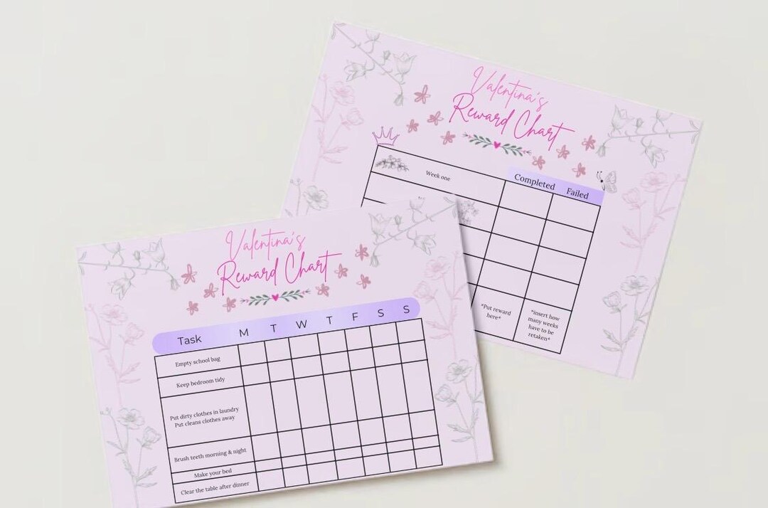 Printable Editable Reward Floral Flowers Chart Goal Tracker for ...