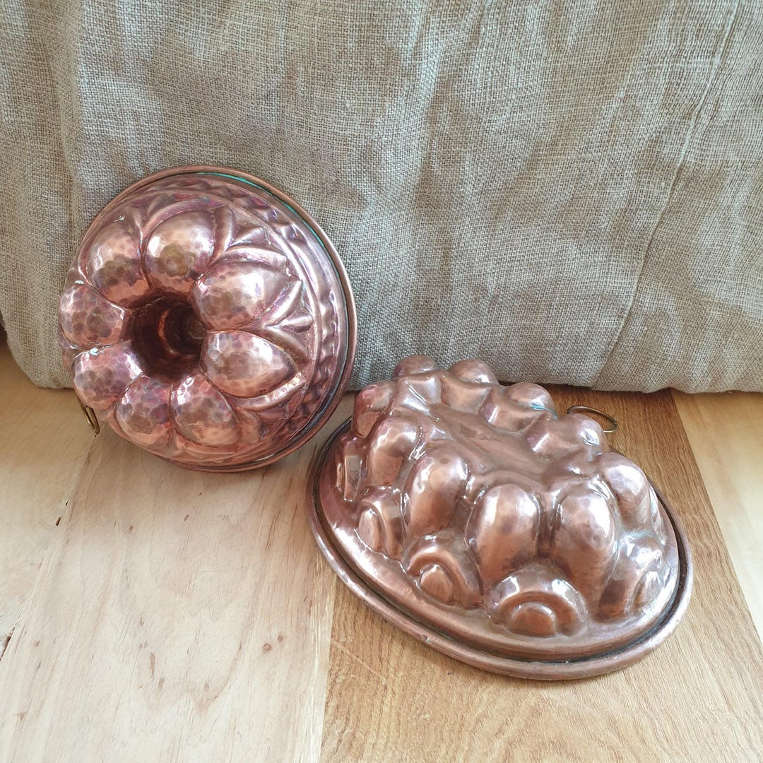 Rare Pudding Molds, Old Oval Copper Form Set, Copper Mold Set, Holed ...
