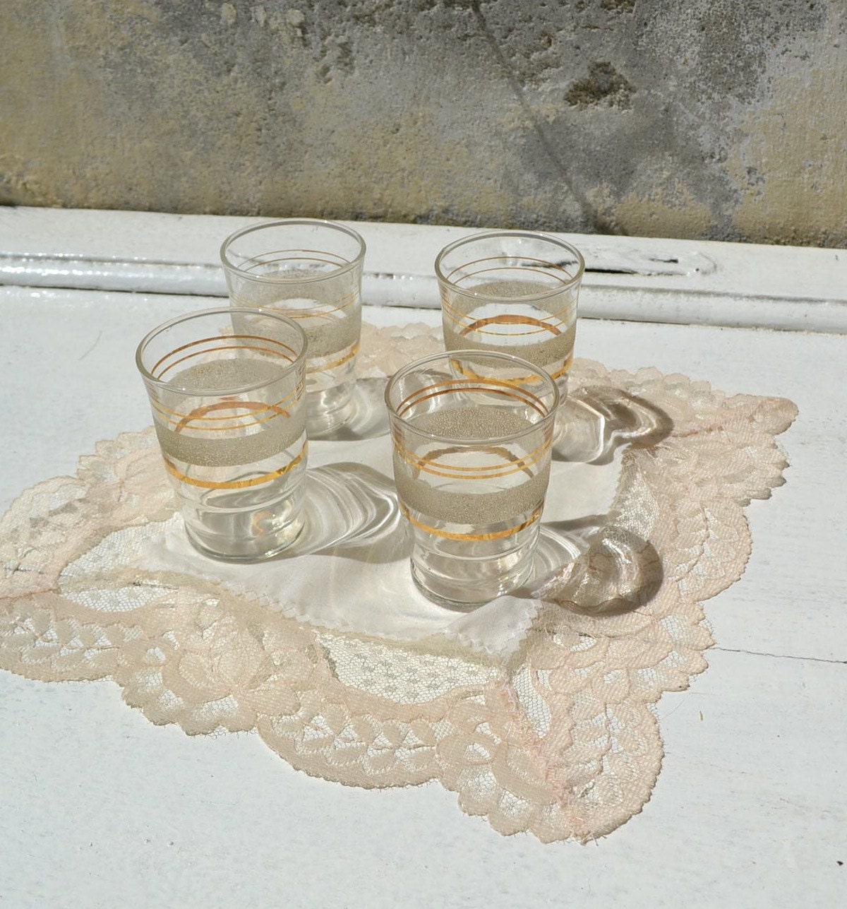 Vintage Shot Glass Set, Vintage Glasses With Gold, Vintage Glassware ...
