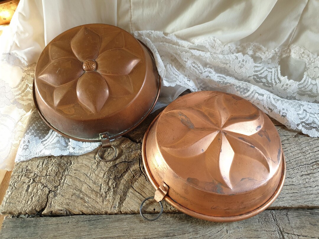 Copper Pudding Molds, Old Copper Molds, Star Old Flat Copper Forms, Low ...