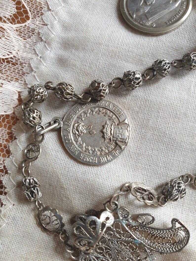 Sterling Filigree Rosary, Big Sterling Filigree Rosary Gold Plated ...
