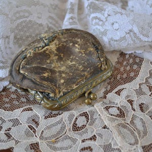 Antique Brass and Leather Coin Pouch, Antique Pouch, Antique Wallet ...