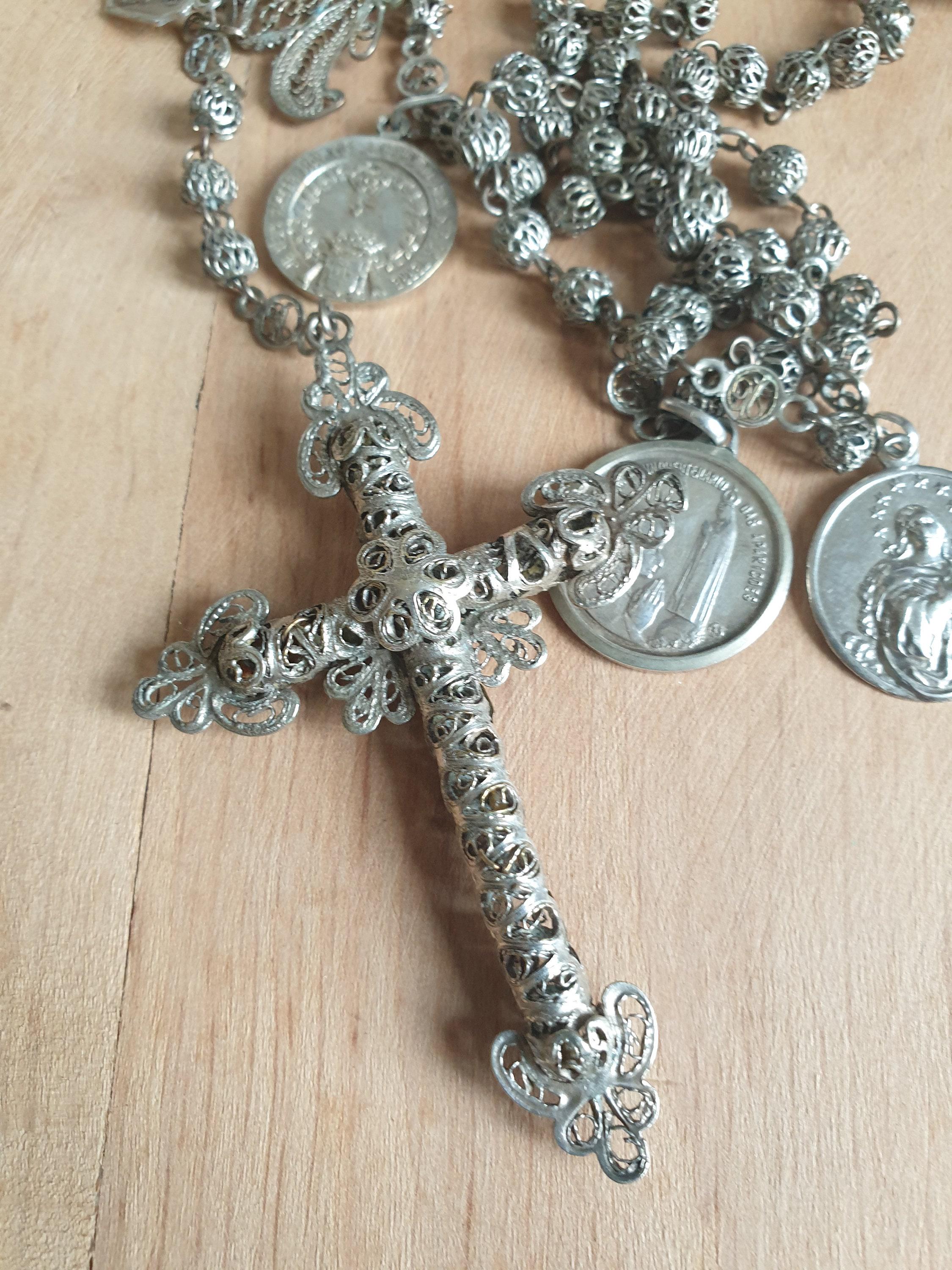 Sterling Filigree Rosary, Big Sterling Filigree Rosary Gold Plated ...