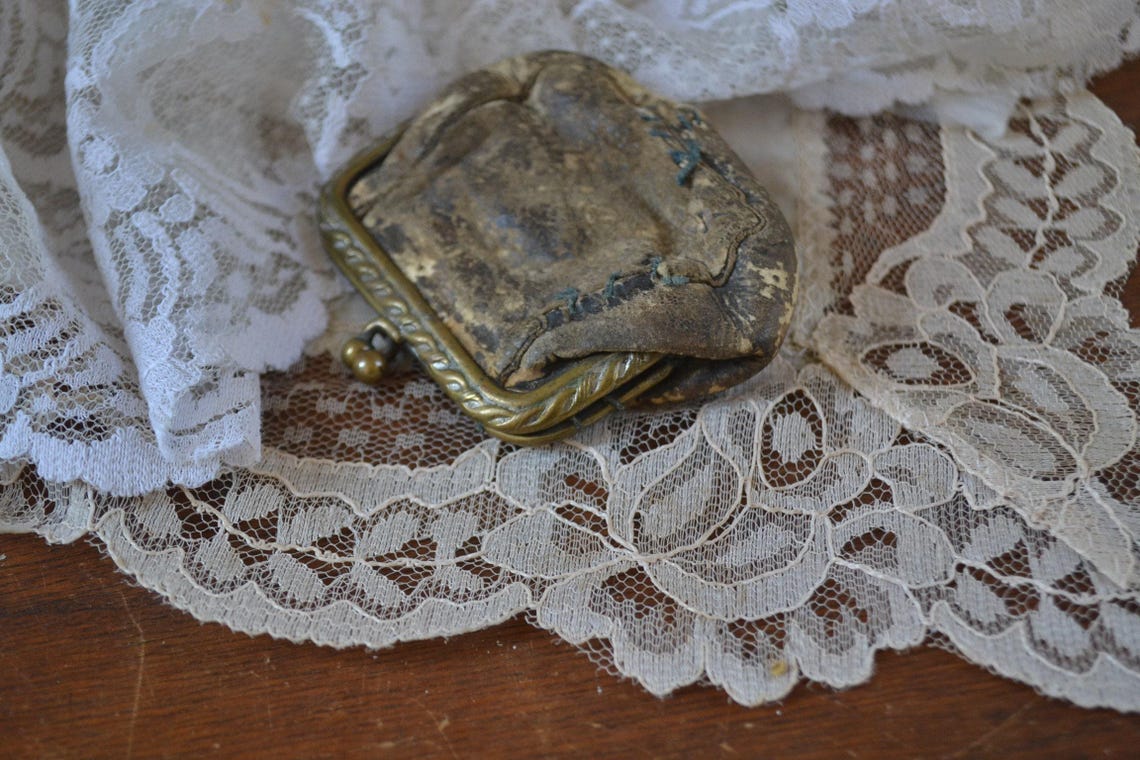 Antique Brass and Leather Coin Pouch, Antique Pouch, Antique Wallet ...