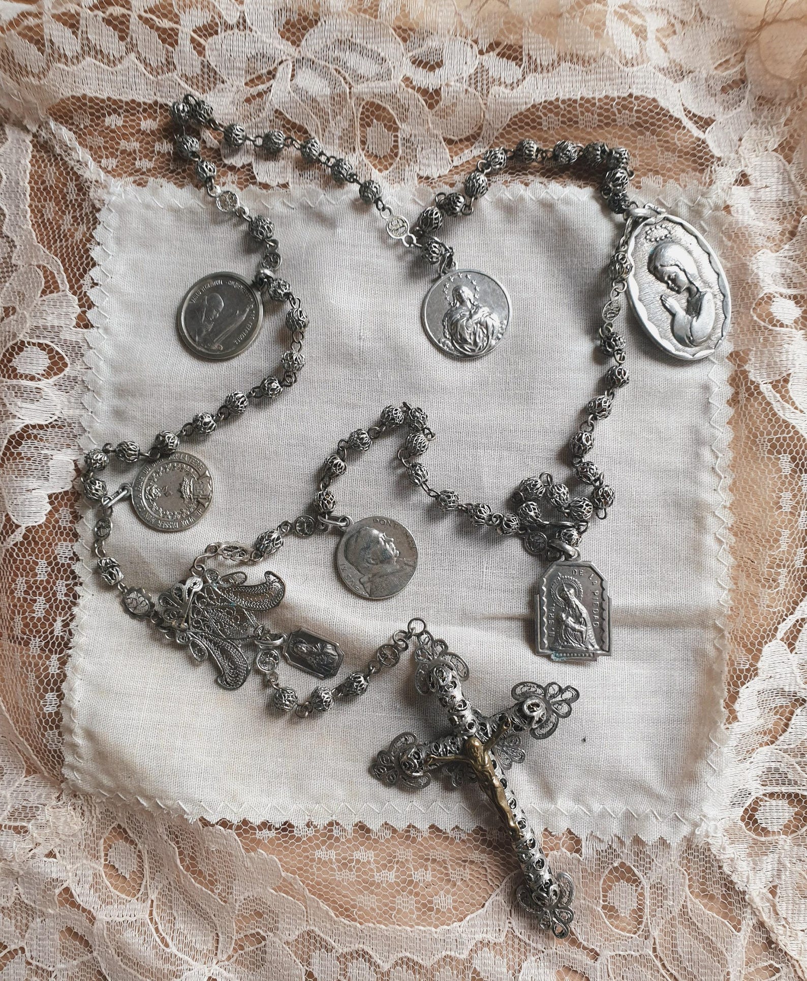 Sterling Filigree Rosary, Big Sterling Filigree Rosary Gold Plated ...
