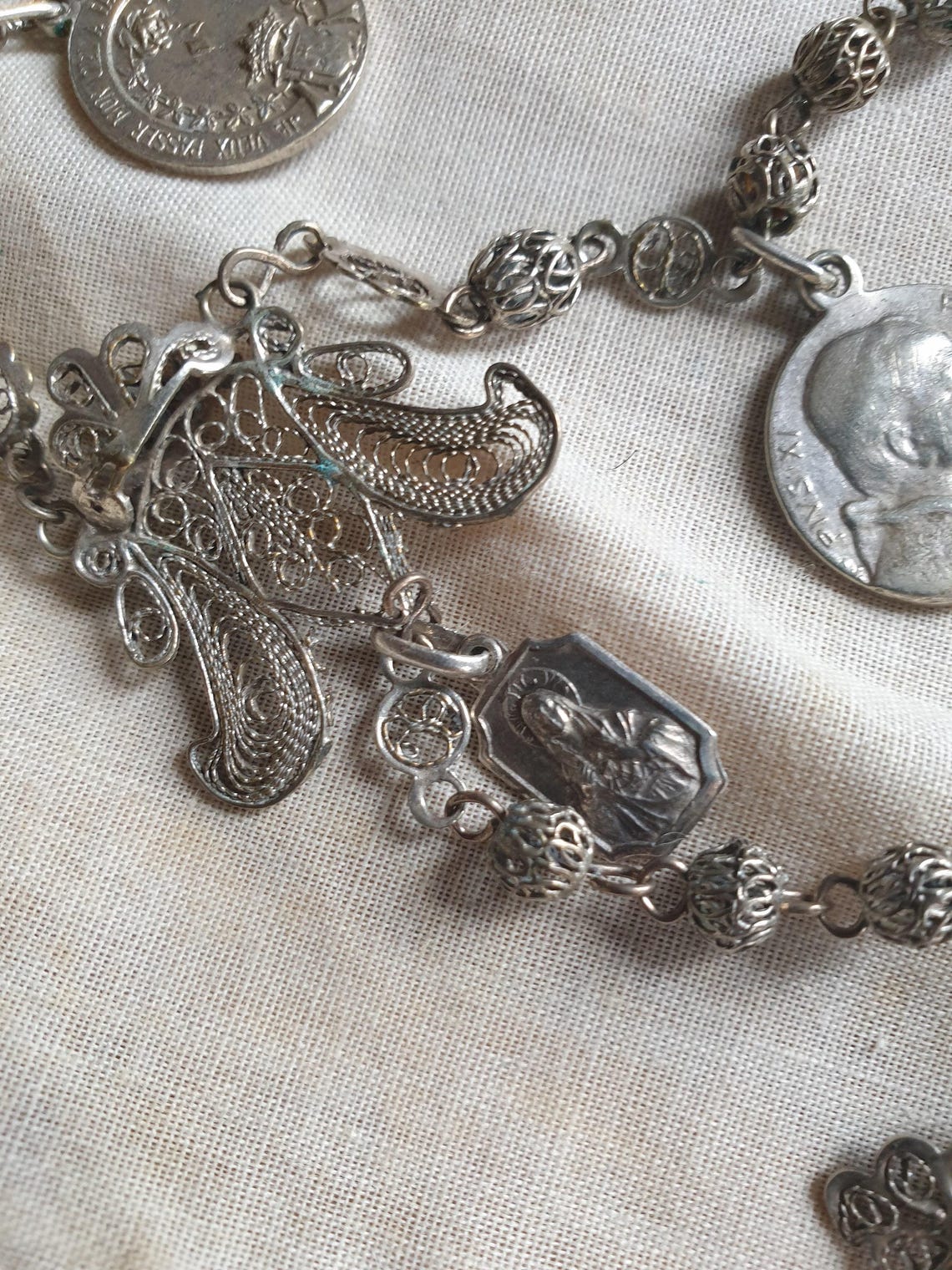 Sterling Filigree Rosary, Big Sterling Filigree Rosary Gold Plated ...