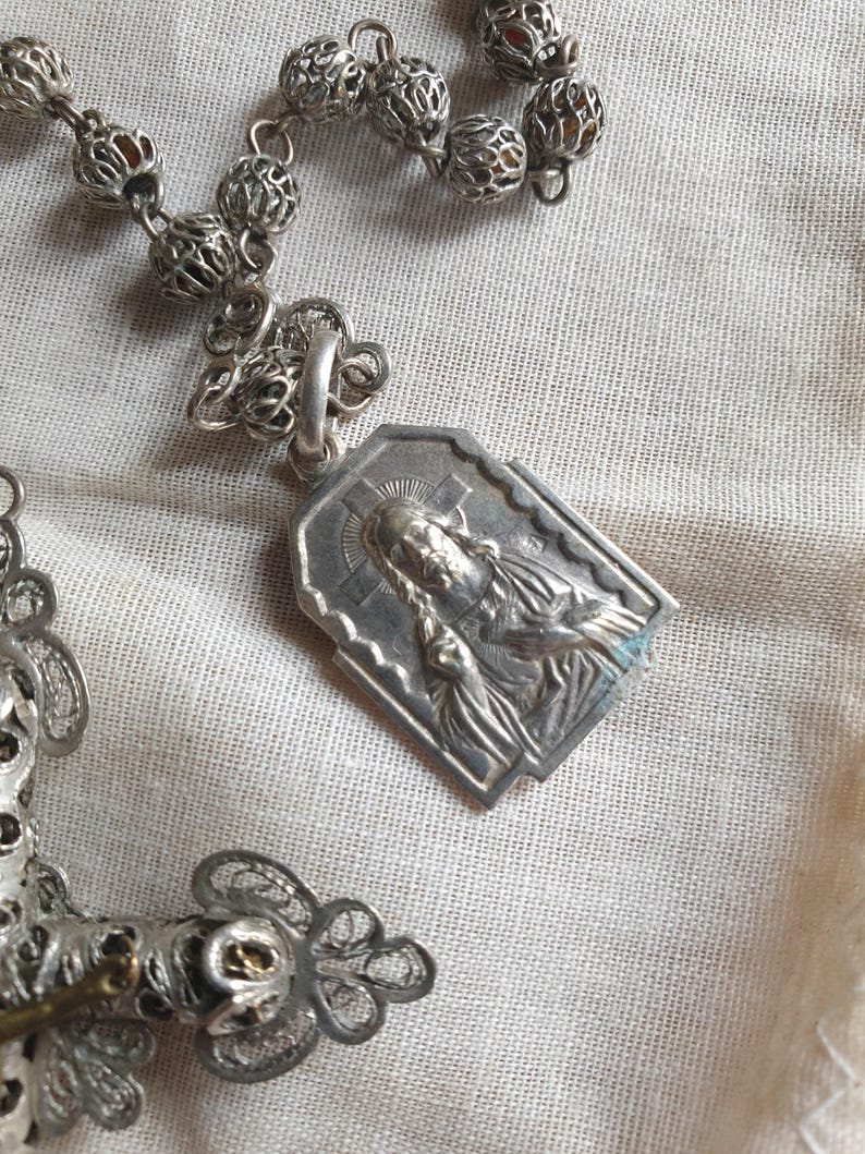 Sterling Filigree Rosary, Big Sterling Filigree Rosary Gold Plated ...