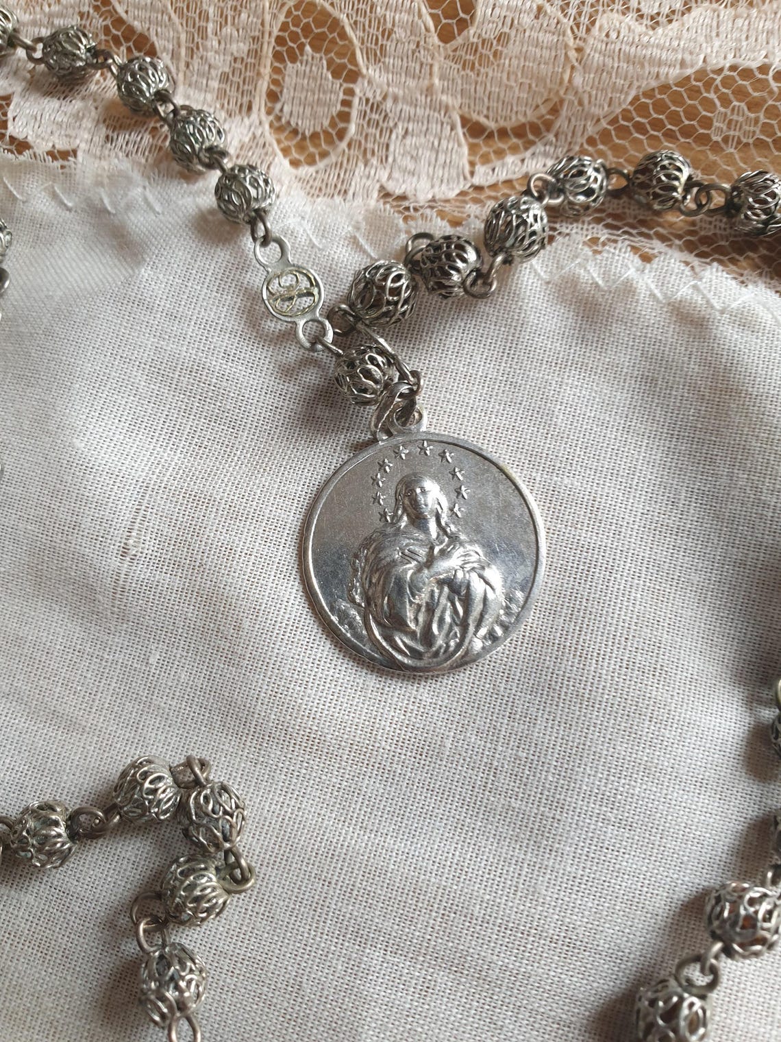 Sterling Filigree Rosary, Big Sterling Filigree Rosary Gold Plated ...