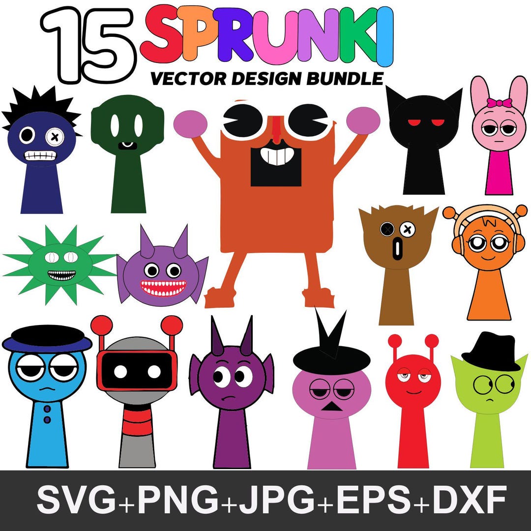 Incredibox Sprunki SVG Bundle: Gaming Clipart (15 Files) - Etsy