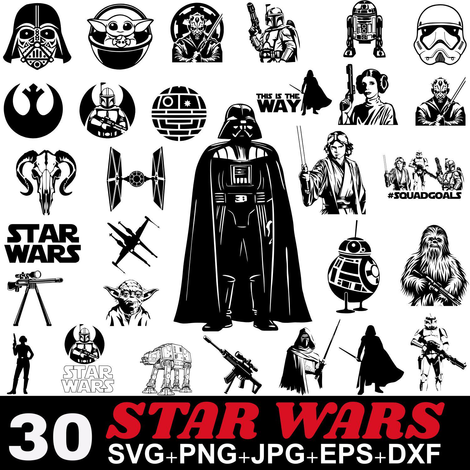 30 Star Wars Designs SVG, Star Wars Logos SVG, Star Wars Clipart, Star ...