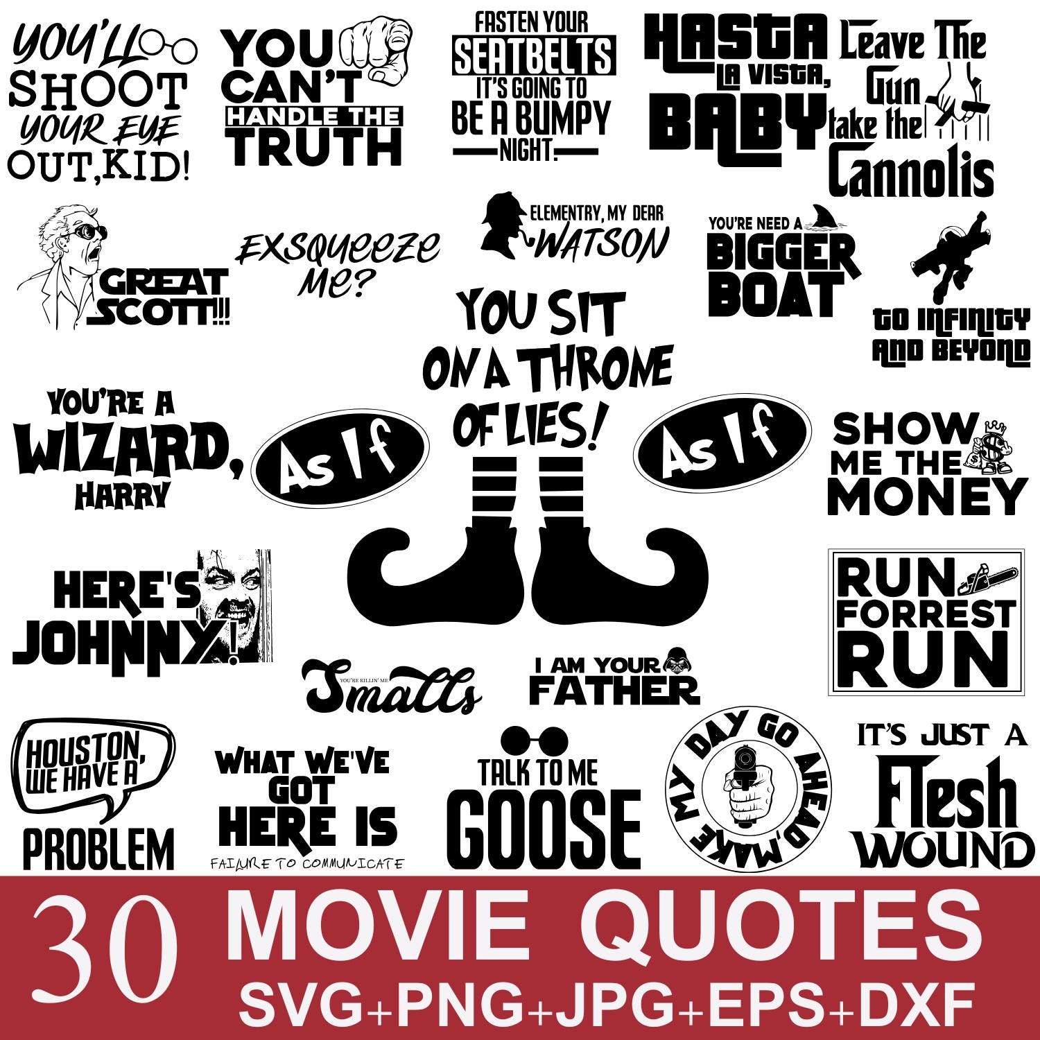 Movie Quotes SVG Bundle: Iconic Sayings, Catchphrases (digital Files ...