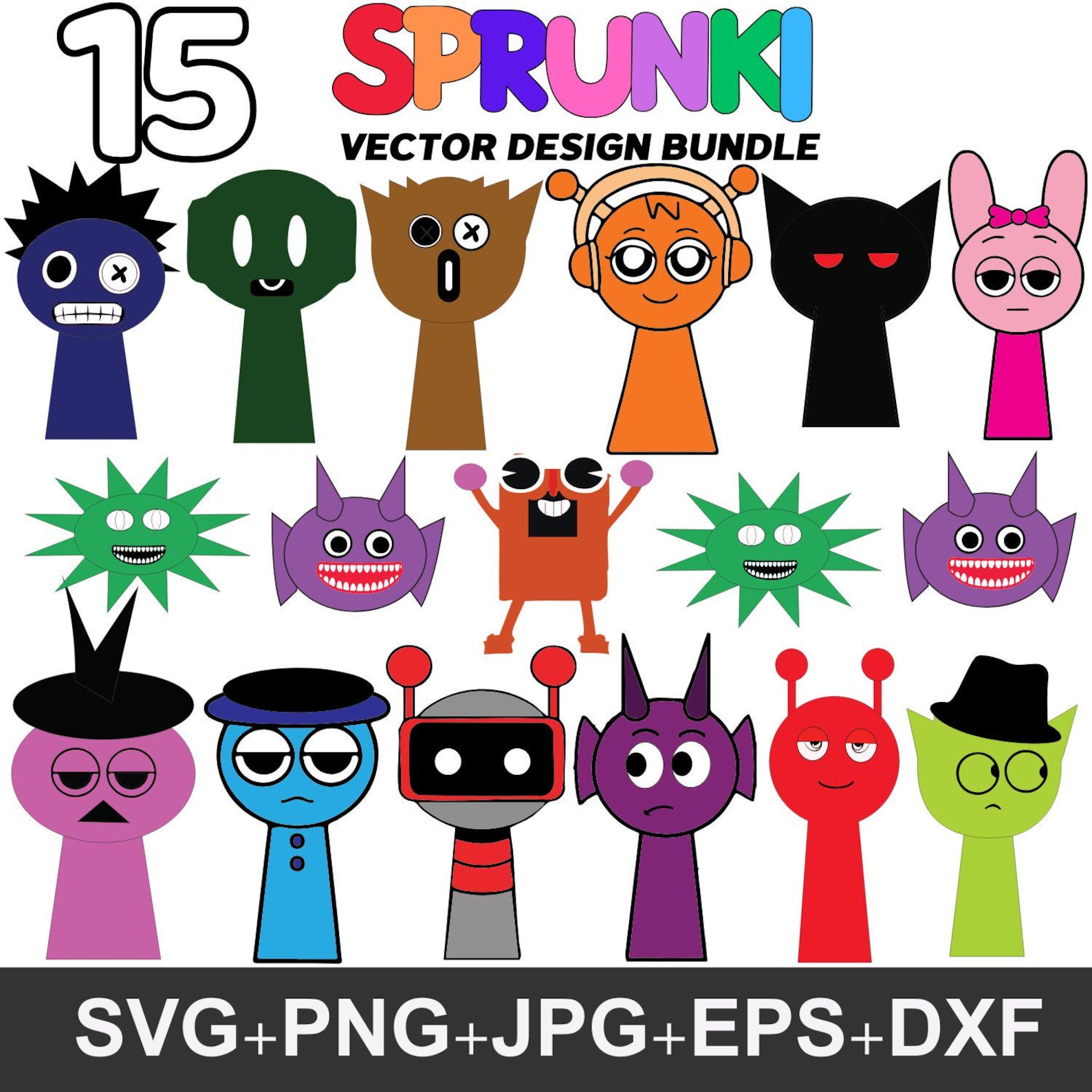 Incredibox Sprunki SVG Bundle: Gaming Clipart (15 Files) - Etsy