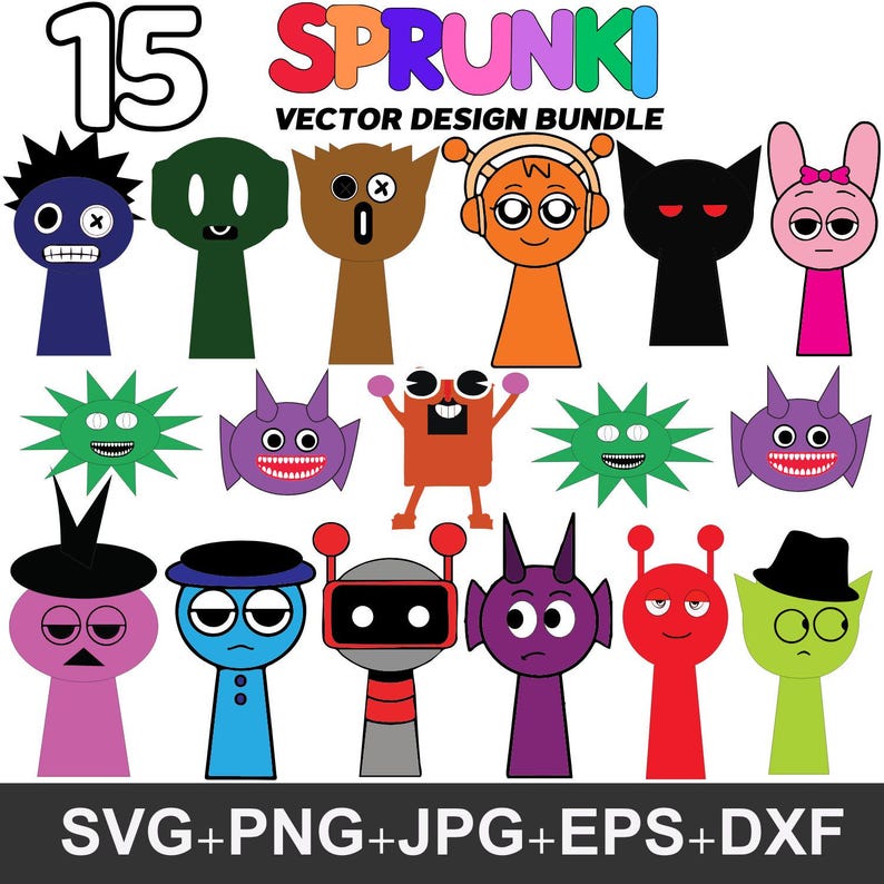 Incredibox Sprunki Svg Bundle, Sprunki Beats, Gaming Clipart, Layered ...