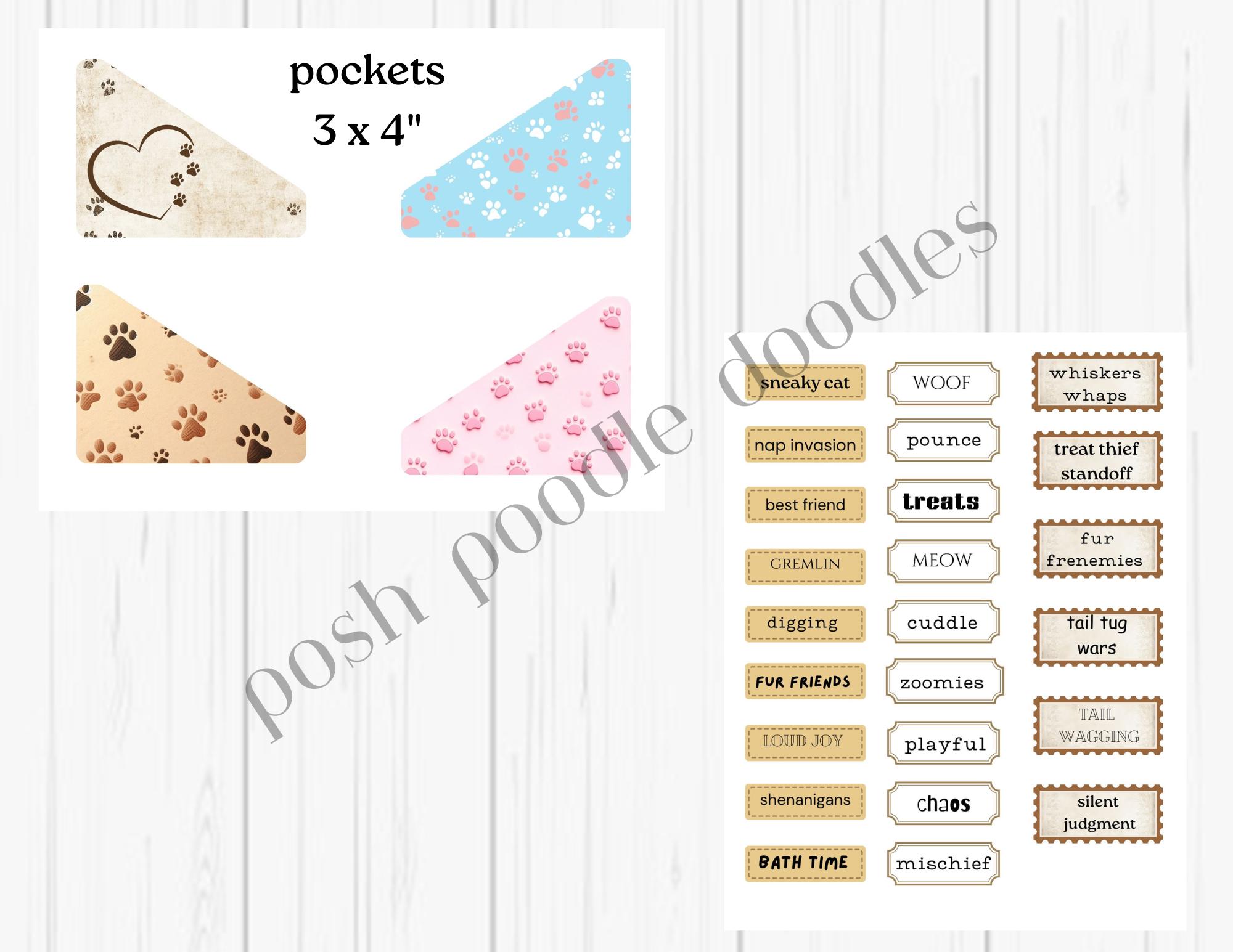 Scruffy Dog and Cat Junk Journal Pages, Funny Pet Printables, Words ...