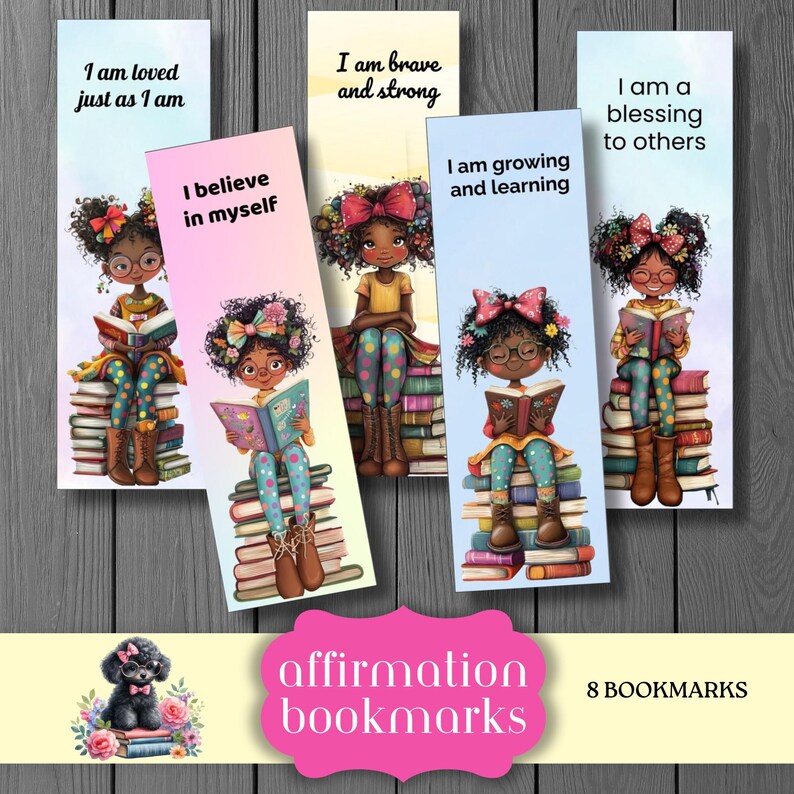 Positive Affirmation Bookmarks, Printable Bookmarks, Black Girl Art ...