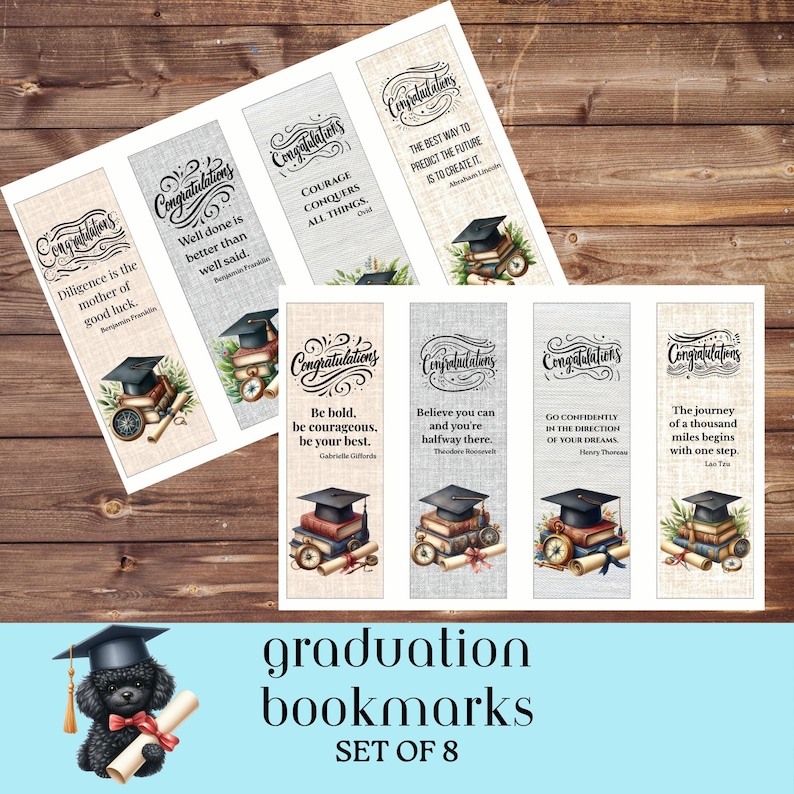 Graduation Bookmarks Printable, Inspirational Quotes, Compass, Books ...
