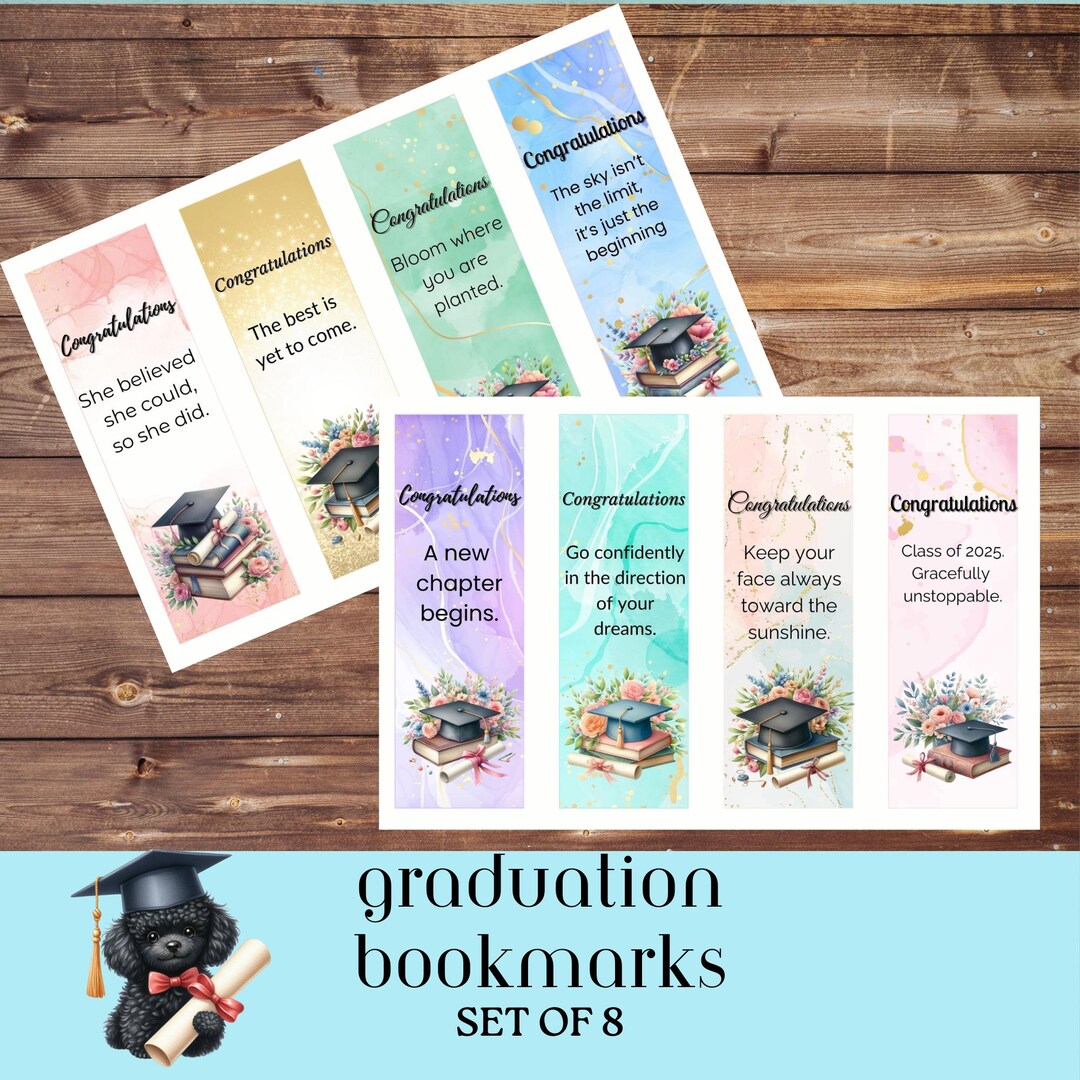 Graduation Bookmarks Printable, Inspirational Quotes, Florals, Books ...