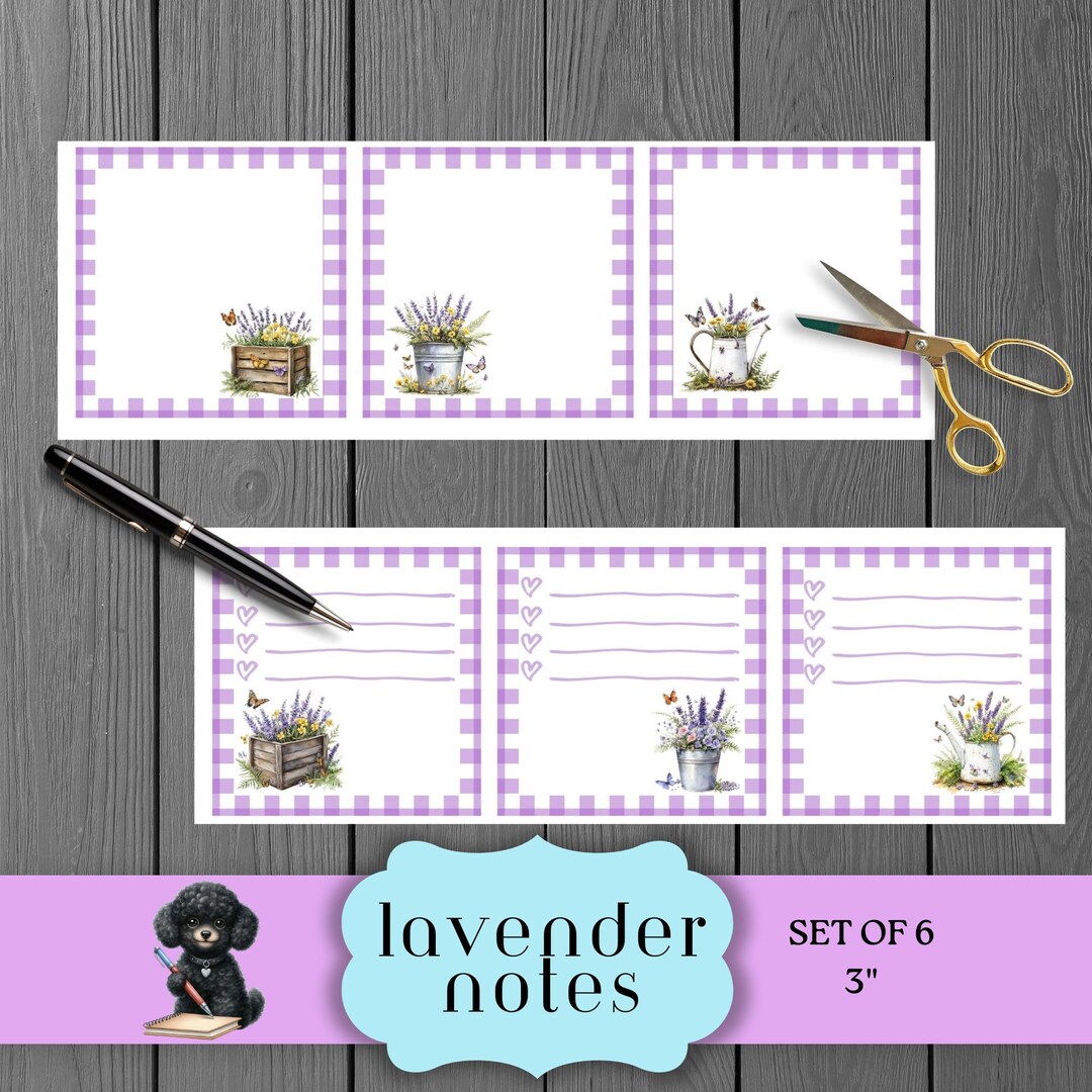 Floral Lavender Mini Note Cards, Lunchbox Notes, Scrapbook Journaling ...
