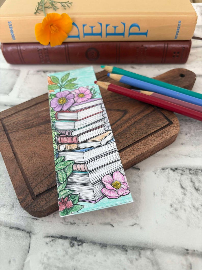 Printable Coloring Bookmarks, 8 Pencil Art Designs for Adults, Books ...