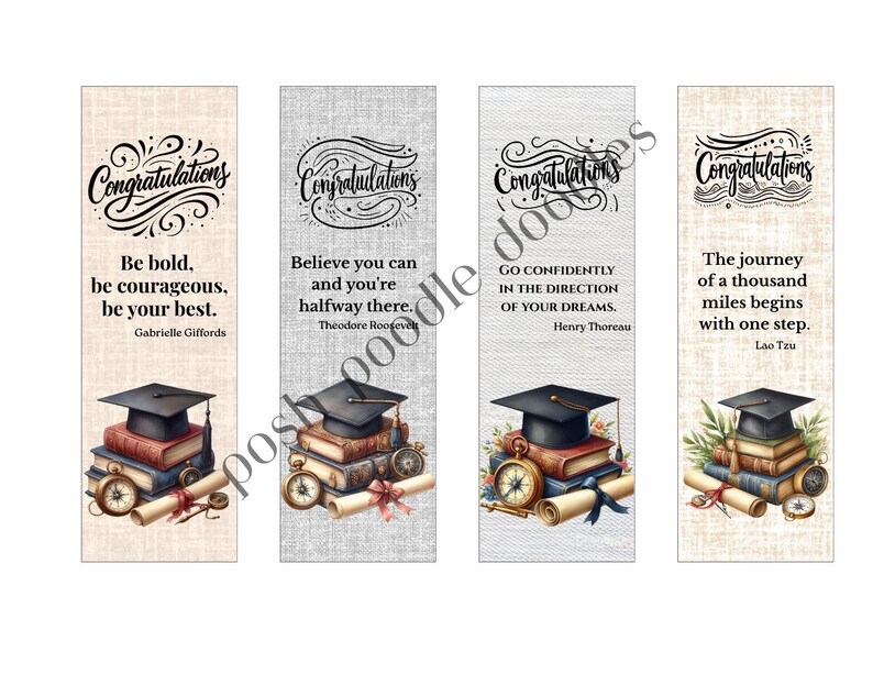 Graduation Bookmarks Printable, Inspirational Quotes, Compass, Books ...