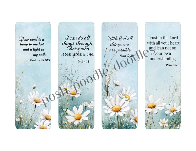Daisy Bible Verse Bookmarks, Printable Scripture Set, Christian Faith ...
