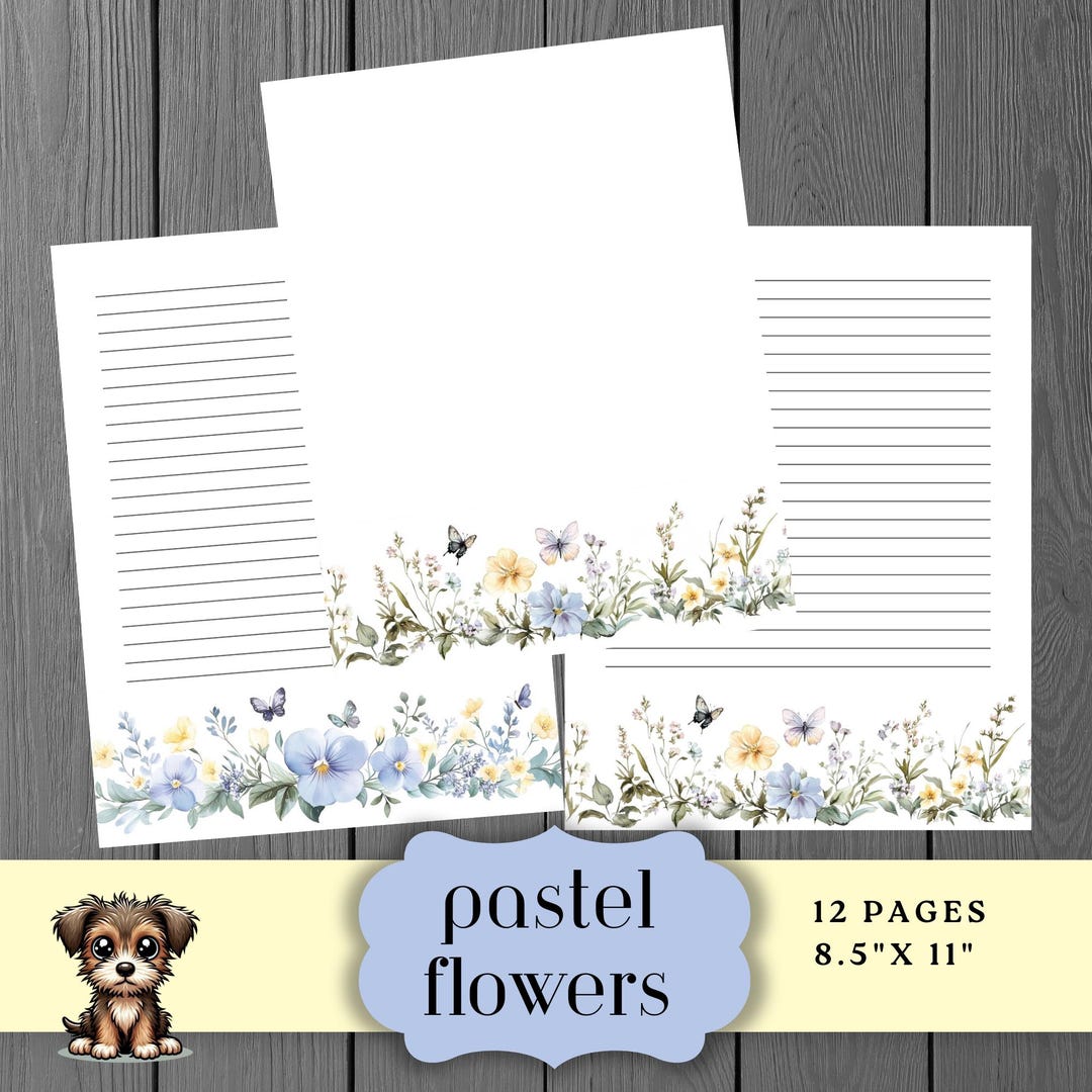 Wildflowers Stationery Set, Letter Writing Paper Set, Lined Unlined ...